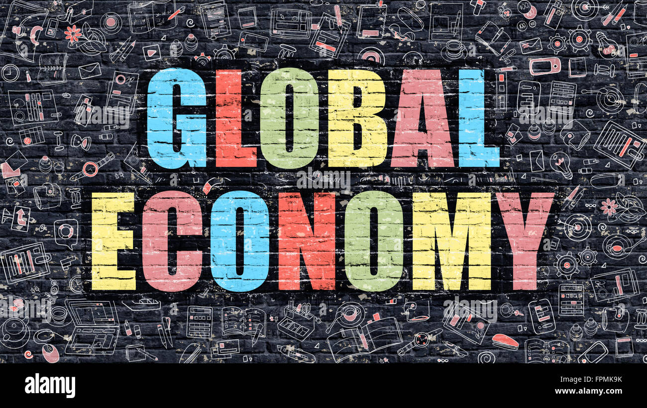 Global Economy Concept with Doodle Design Icons Stock Photo - Alamy