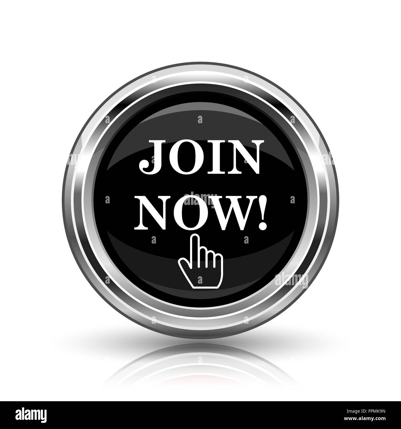 Join now icon. Metallic internet button on white background Stock Photo ...