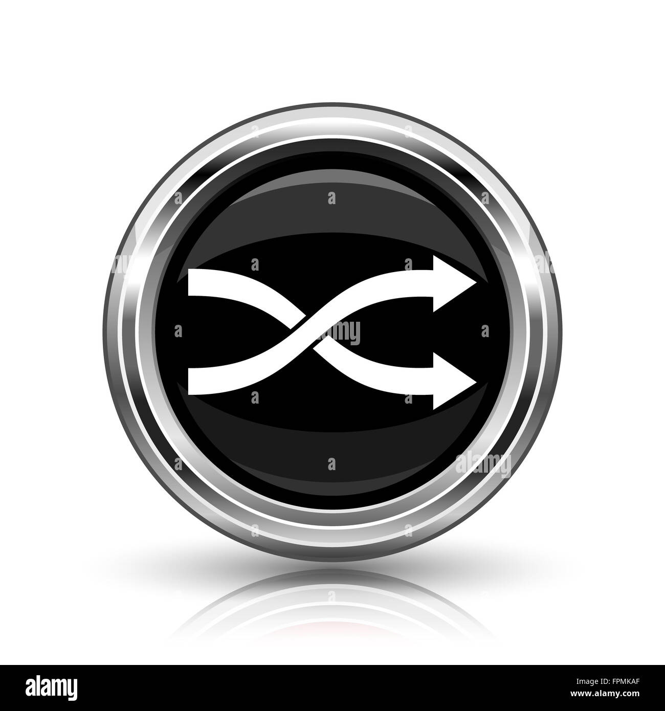 Shuffle icon. Metallic internet button on white background Stock Photo ...