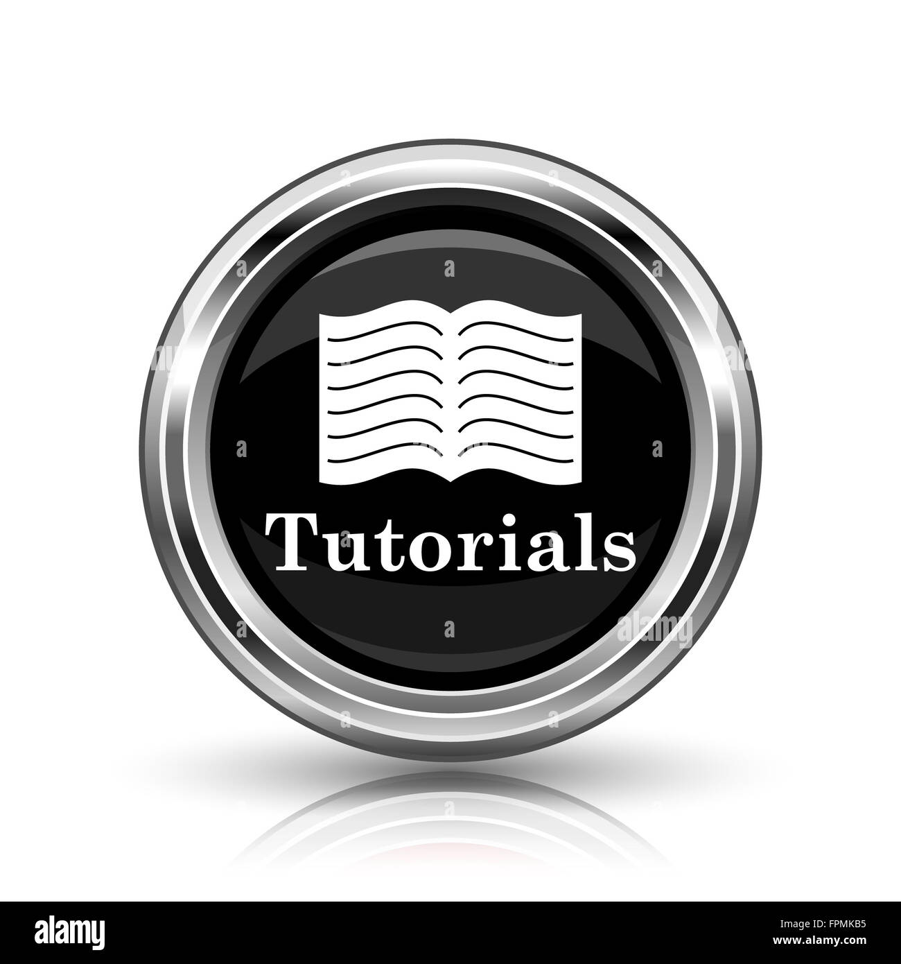 Tutorials icon. Metallic internet button on white background Stock ...