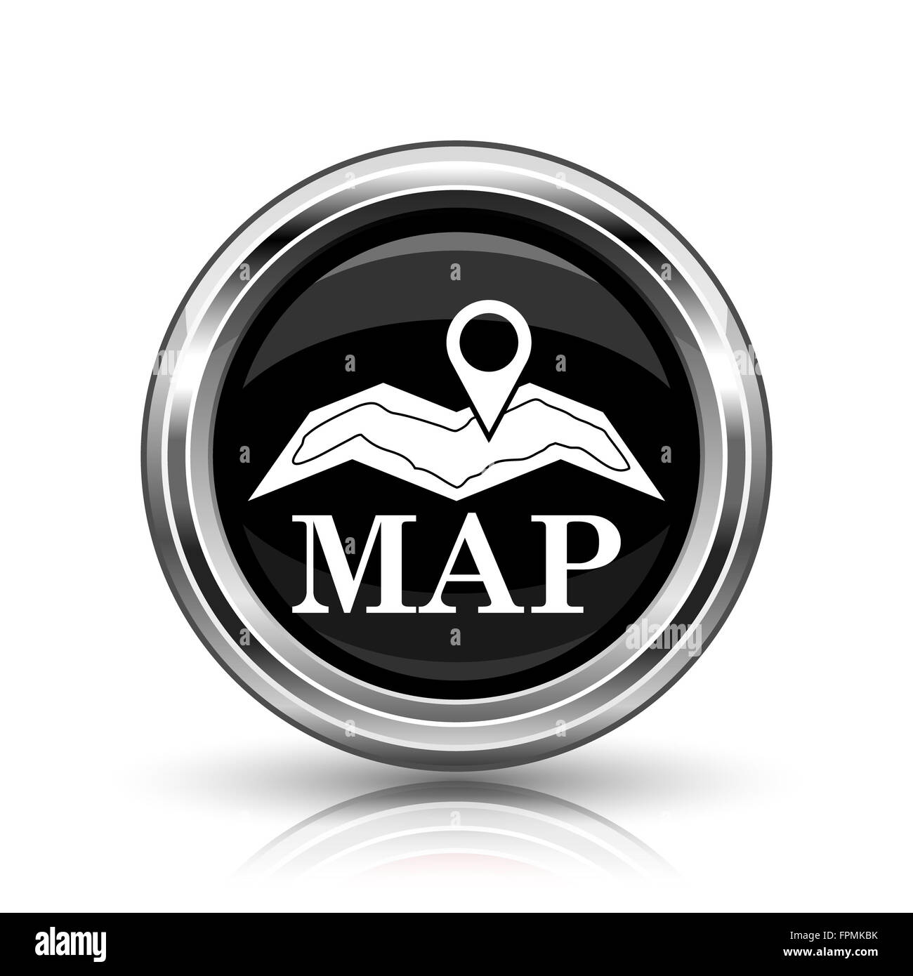 Map icon. Metallic internet button on white background Stock Photo - Alamy