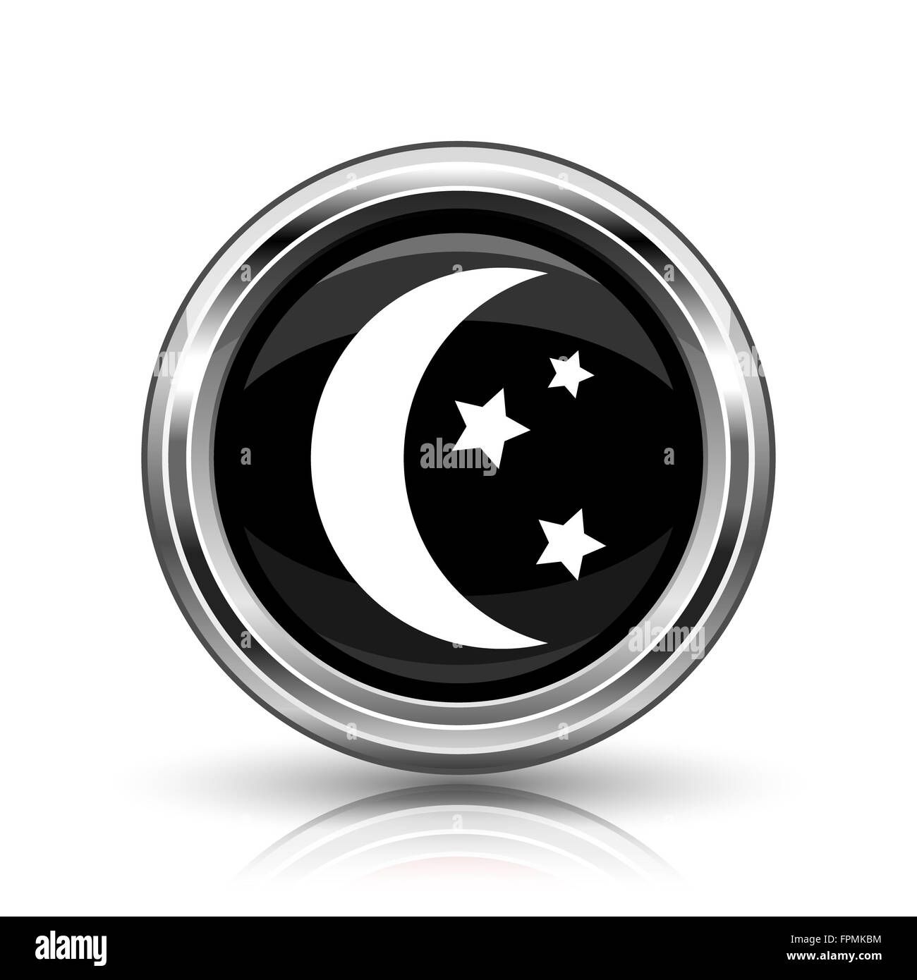 Moon icon. Metallic internet button on white background Stock Photo - Alamy