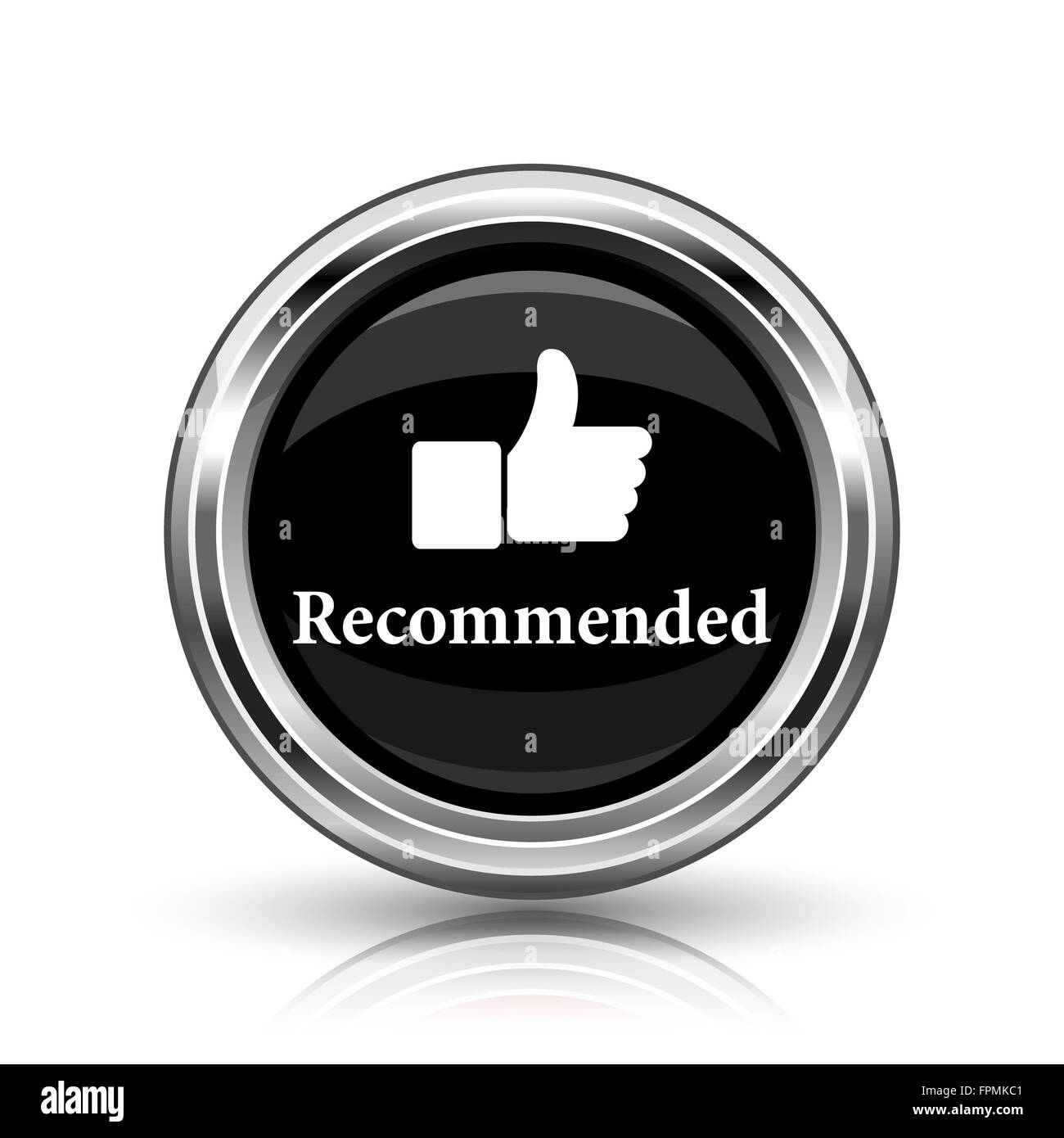 Recommended icon. Metallic internet button on white background Stock ...