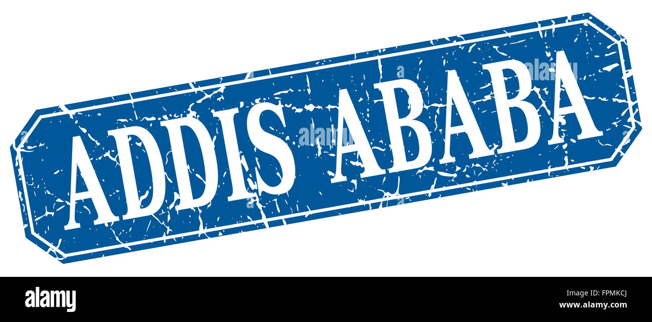 Addis Ababa blue square grunge retro style sign Stock Photo - Alamy