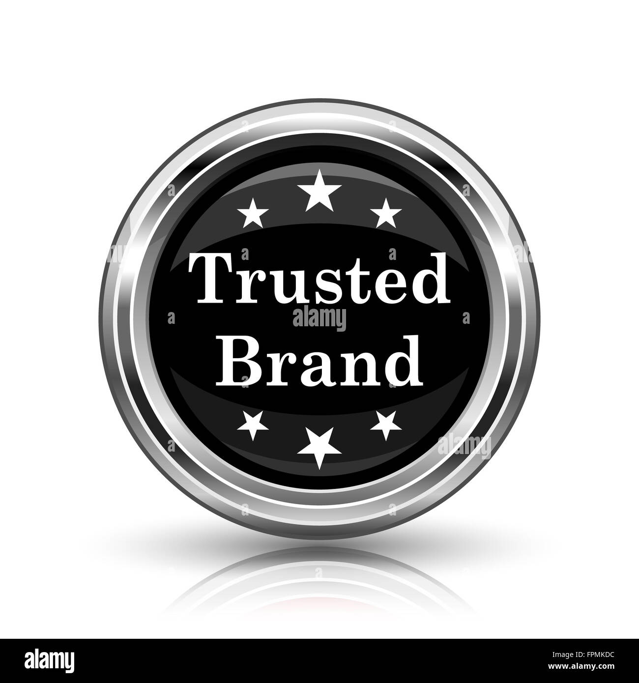 Trusted brand icon. Metallic internet button on white background Stock ...