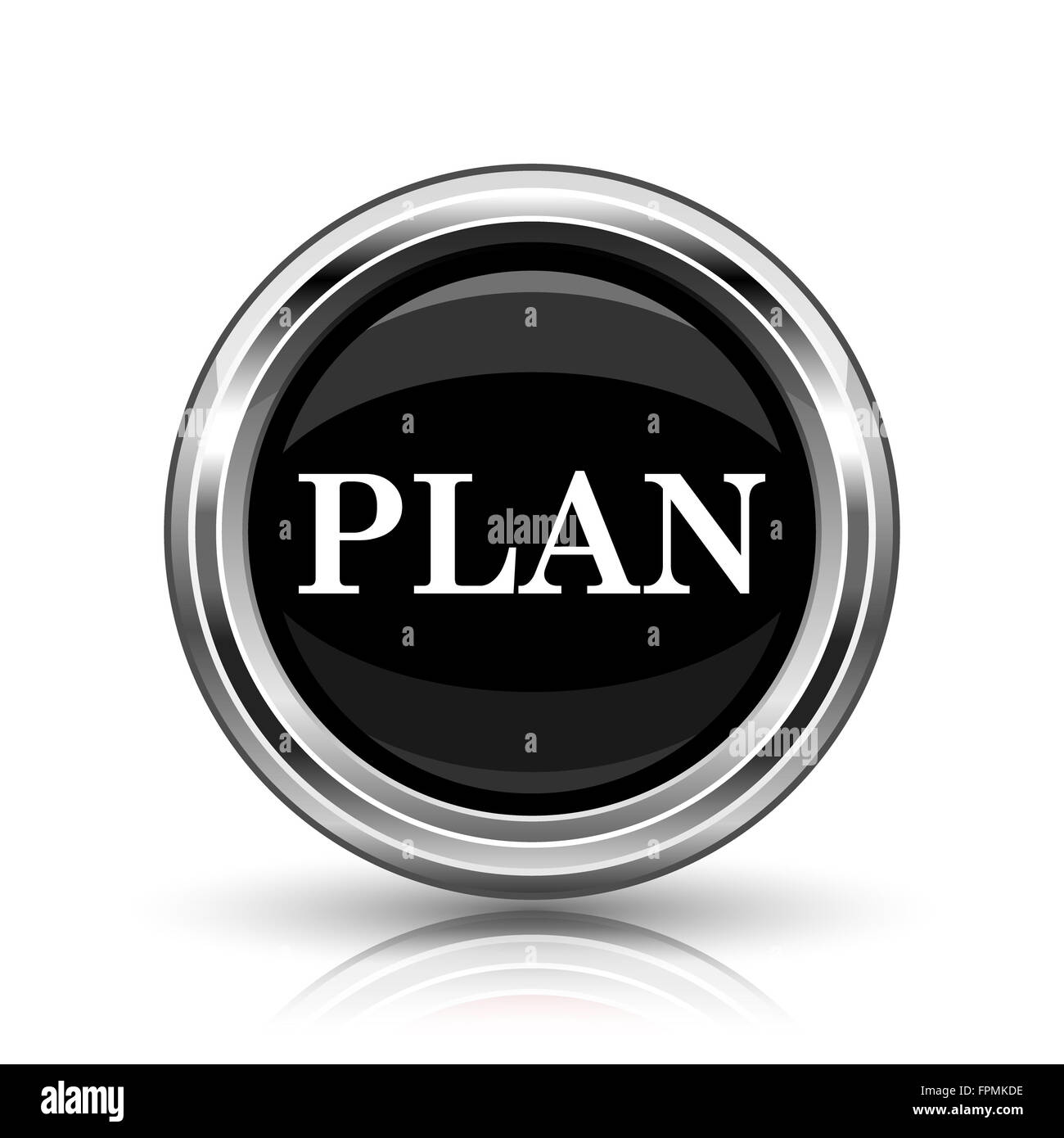 Plan icon. Metallic internet button on white background Stock Photo - Alamy