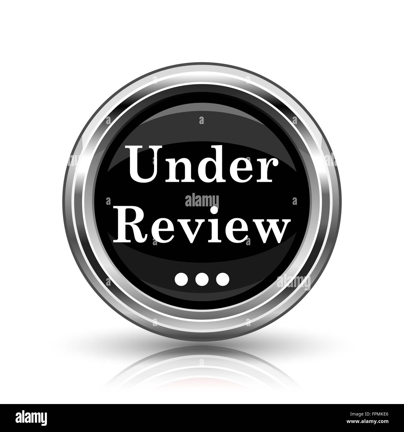 Under review icon. Metallic internet button on white background Stock ...