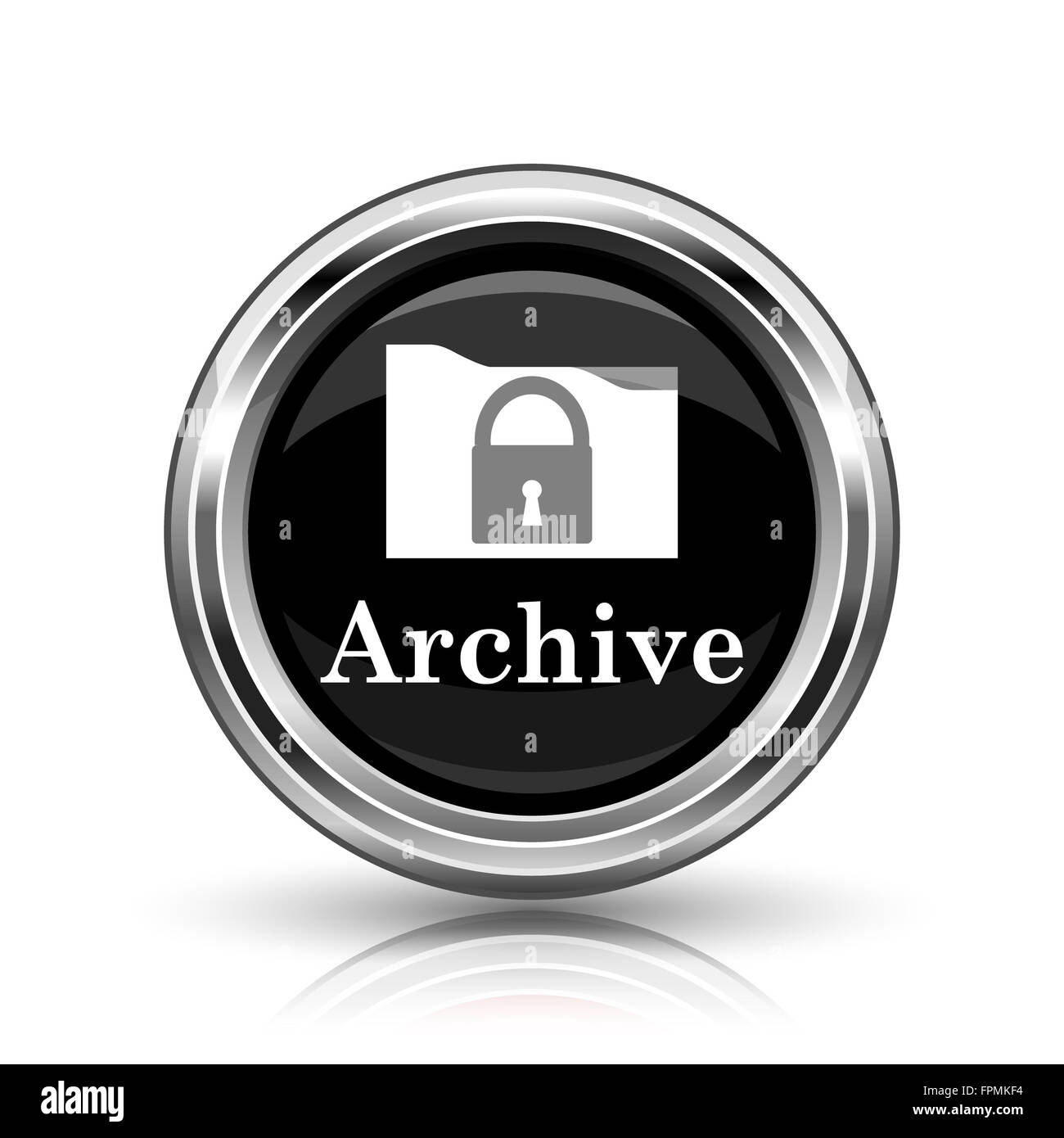 Archive icon. Metallic internet button on white background Stock Photo ...
