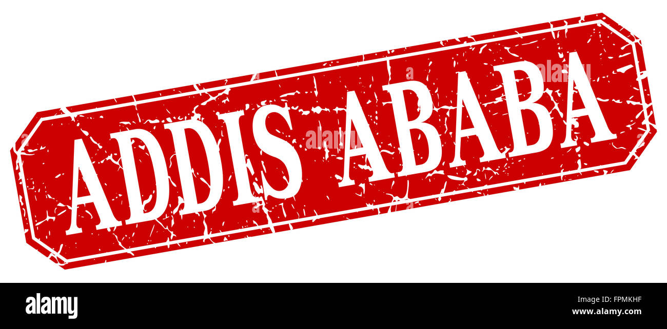 Addis Ababa red square grunge retro style sign Stock Photo - Alamy