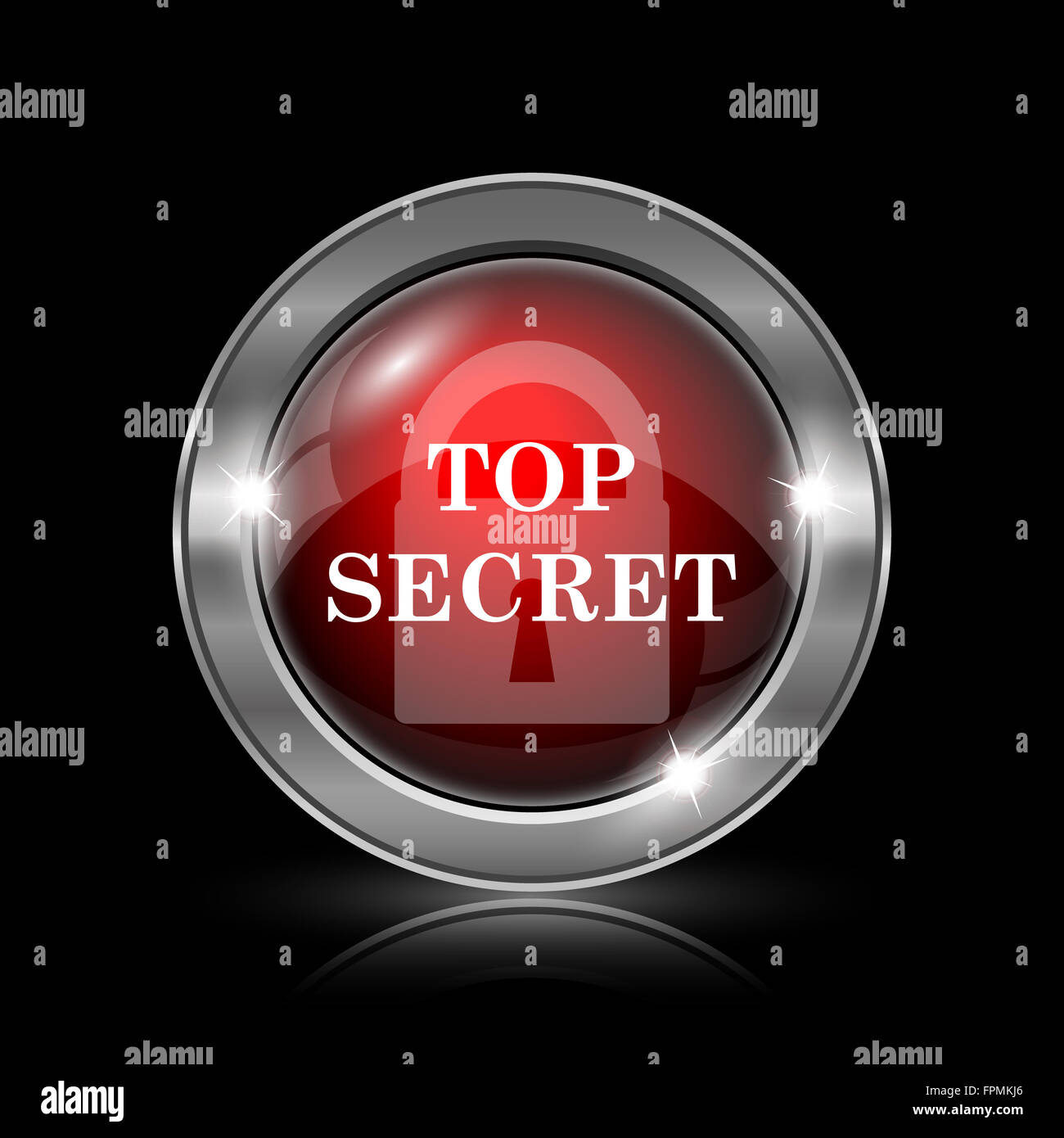 Top secret icon. Metallic internet button on black background Stock ...