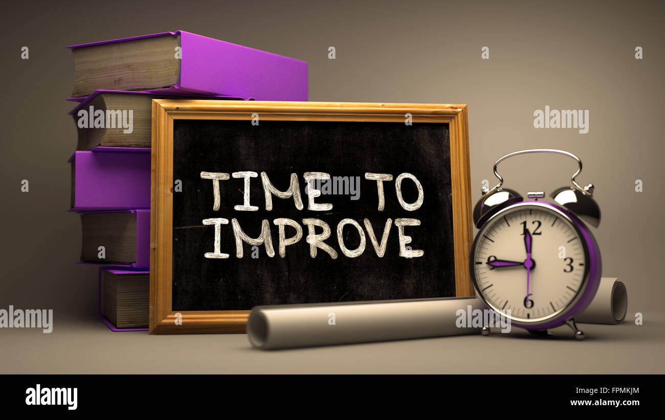 Hand Drawn Time to Improve Concept on Chalkboard Stock Photo - Alamy