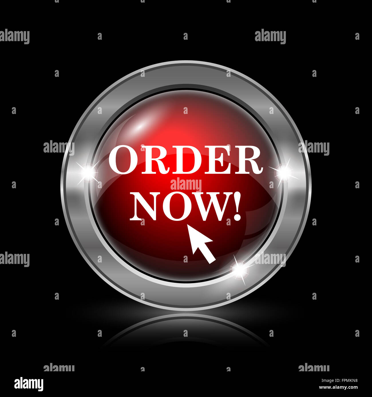 Order now icon. Metallic internet button on black background Stock ...