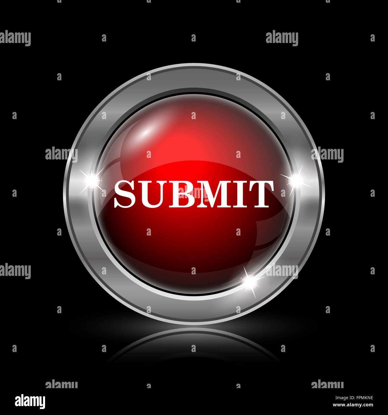 Submit icon. Metallic internet button on black background Stock Photo ...