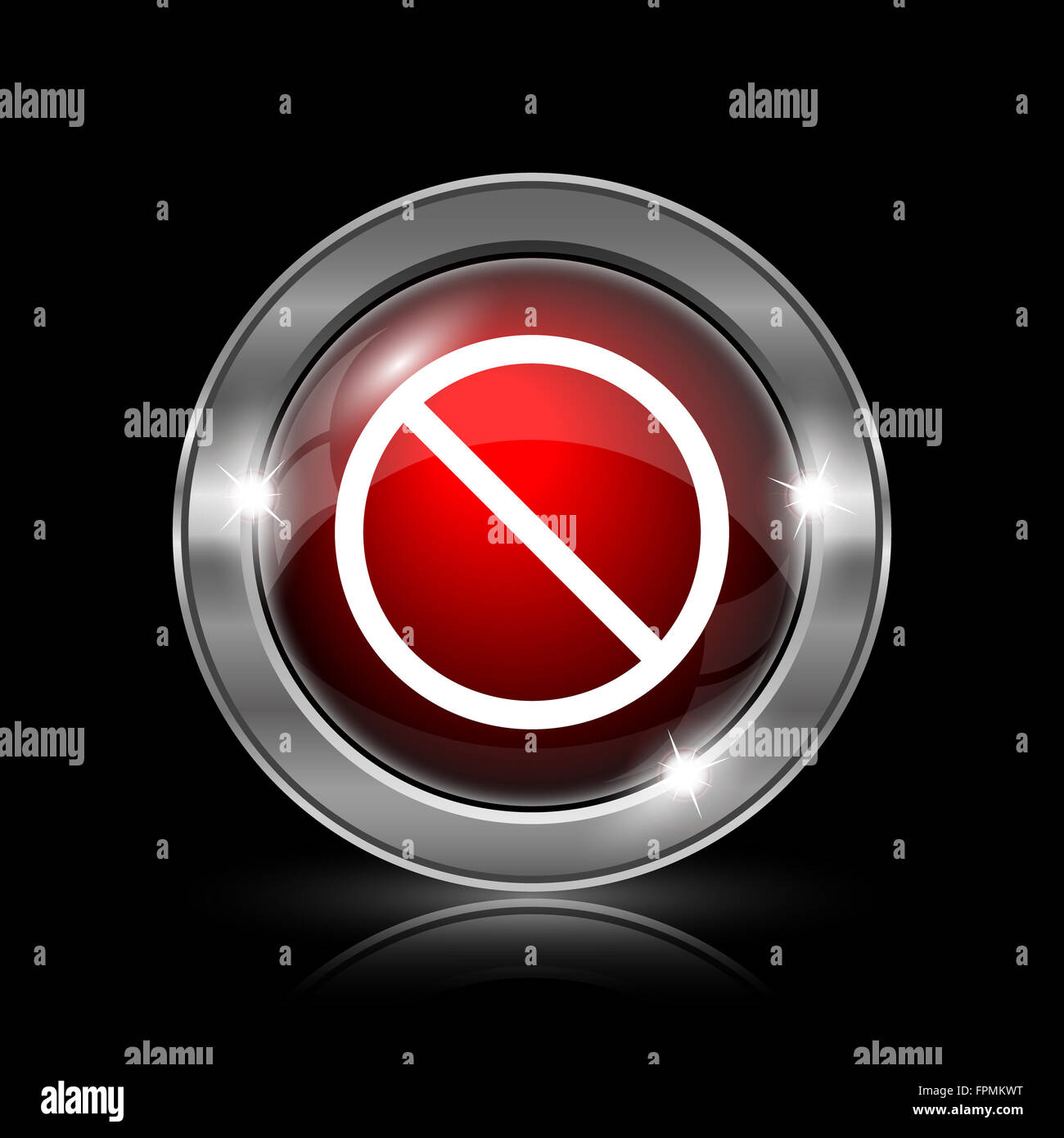 Forbidden icon. Metallic internet button on black background Stock ...