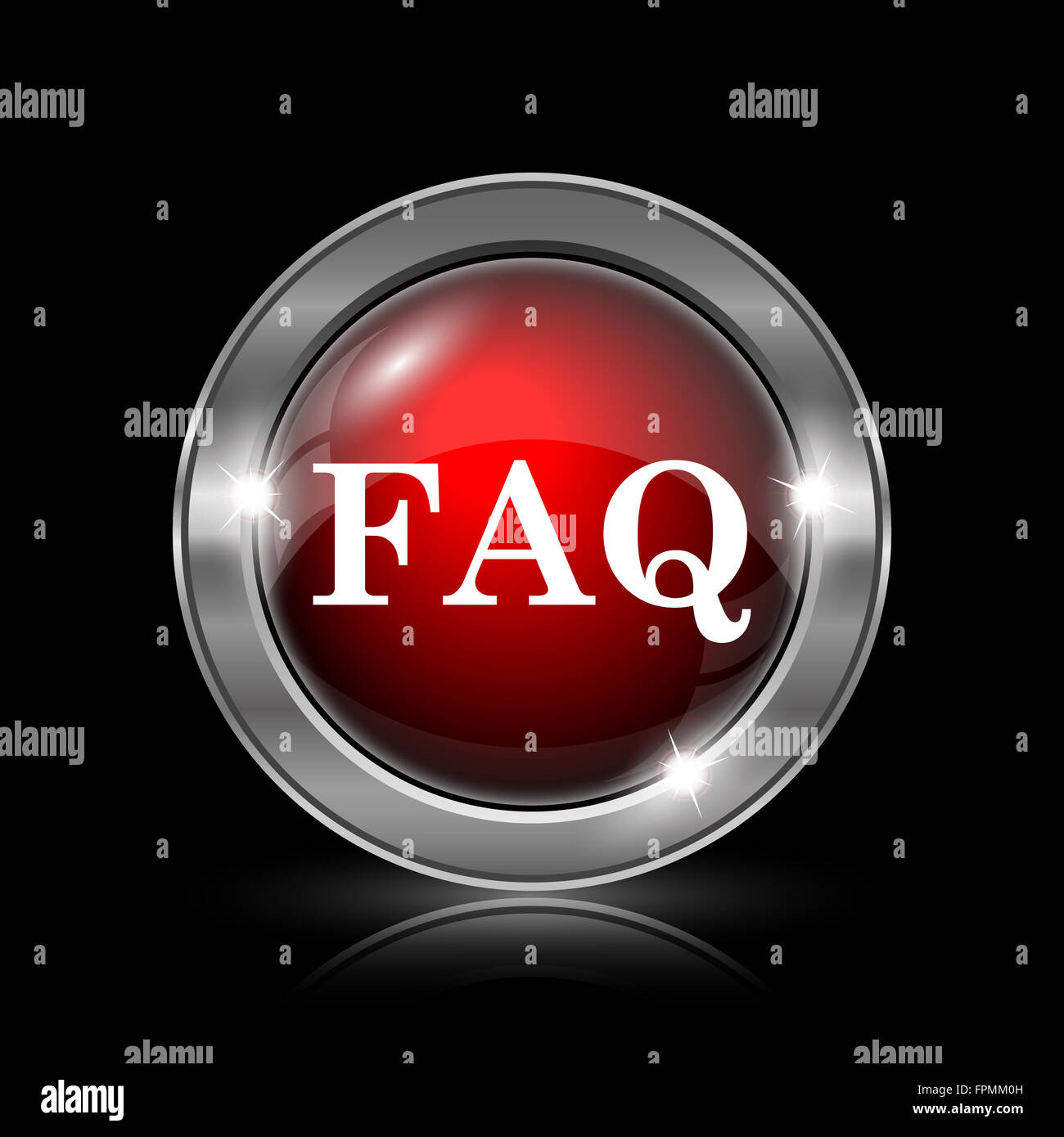 FAQ icon. Metallic internet button on black background Stock Photo - Alamy