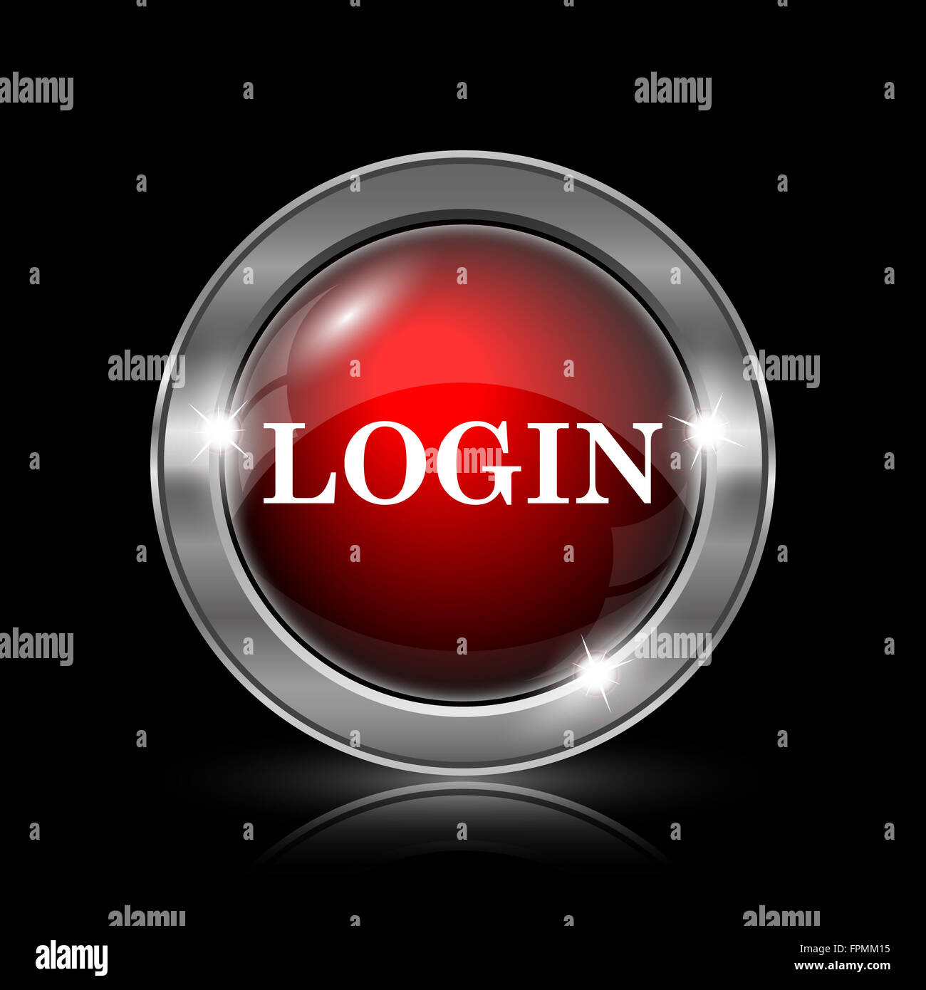 Login icon. Metallic internet button on black background Stock Photo ...