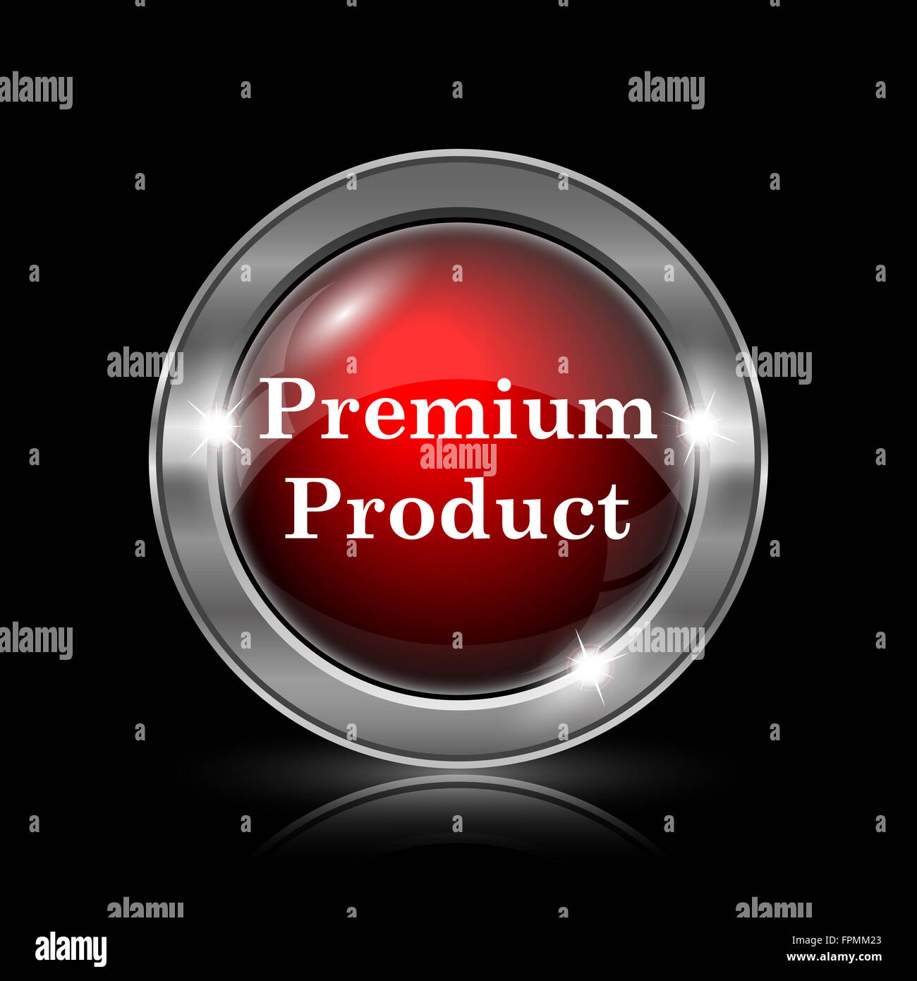 Premium product icon. Metallic internet button on black background ...