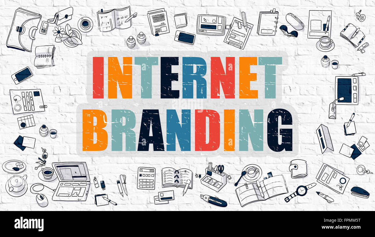 Internet Branding Concept. Multicolor on White Brickwall Stock Photo ...
