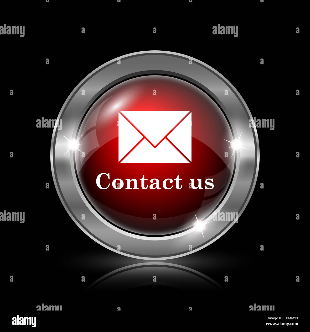 Contact us icon. Metallic internet button on black background Stock ...