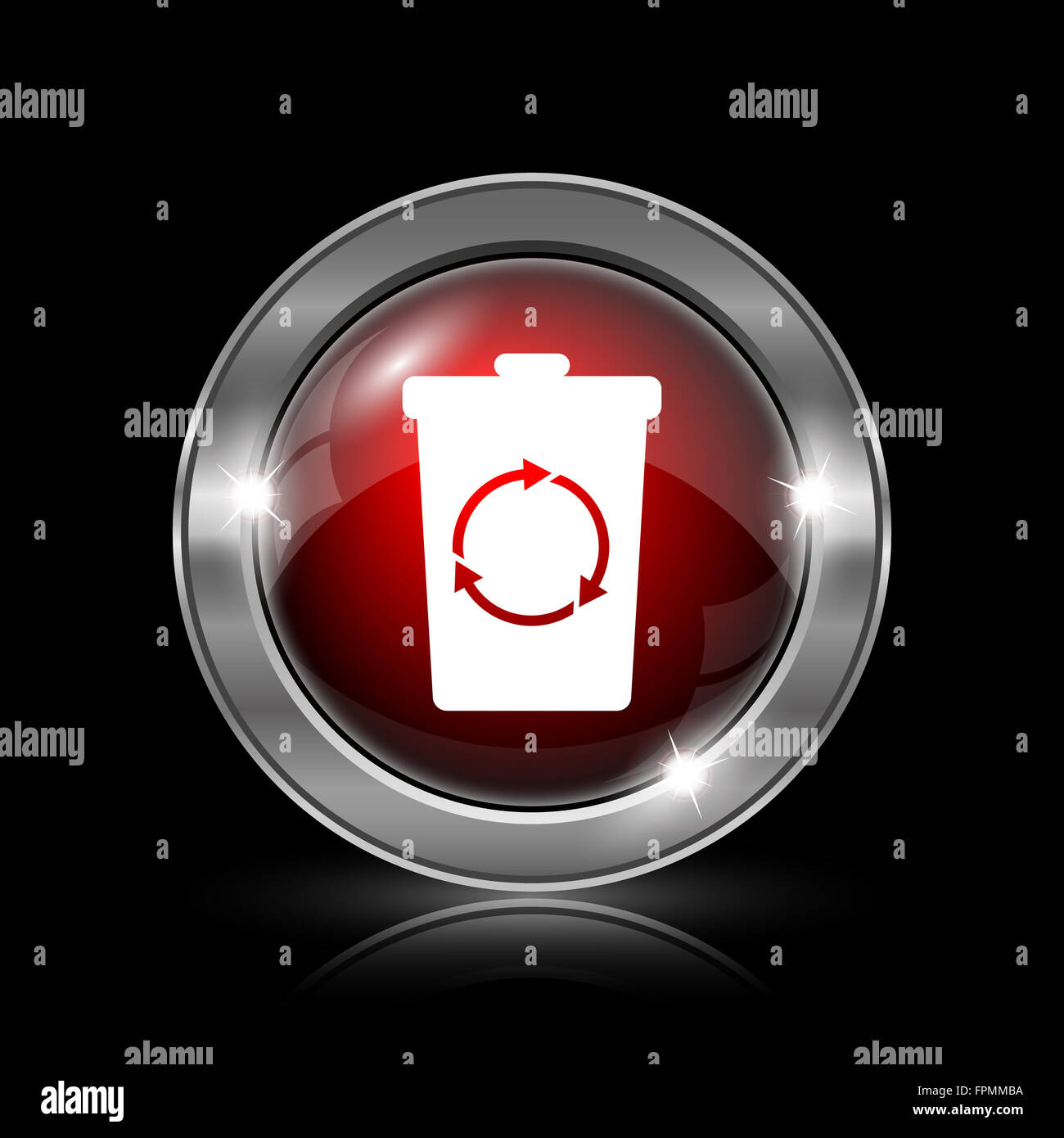 Recycle bin icon. Metallic internet button on black background Stock ...
