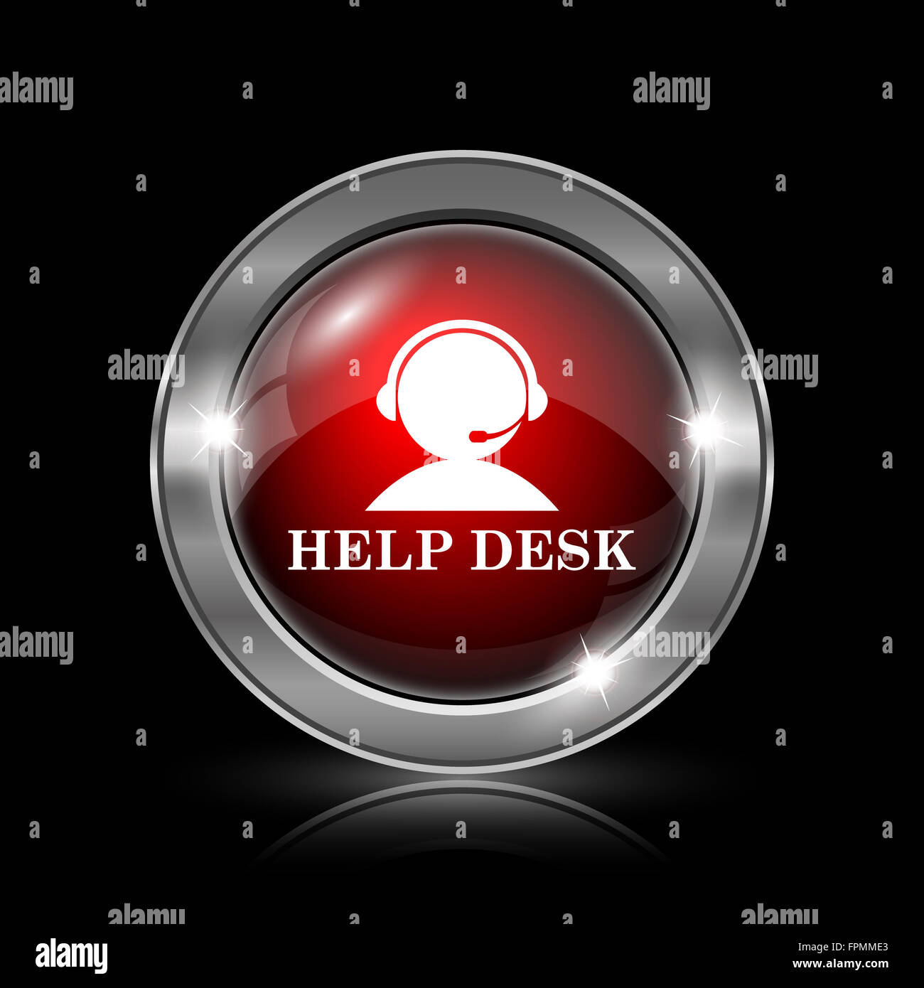 Helpdesk icon. Metallic internet button on black background Stock Photo ...