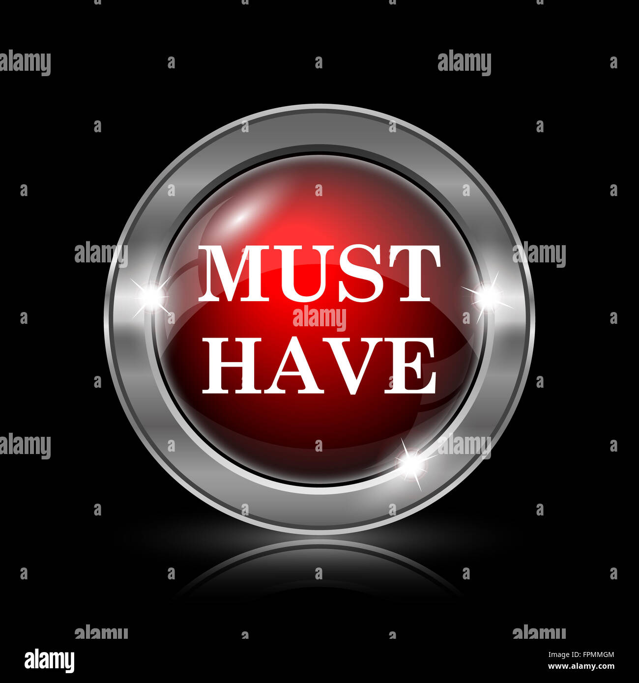 Must have icon. Metallic internet button on black background Stock ...