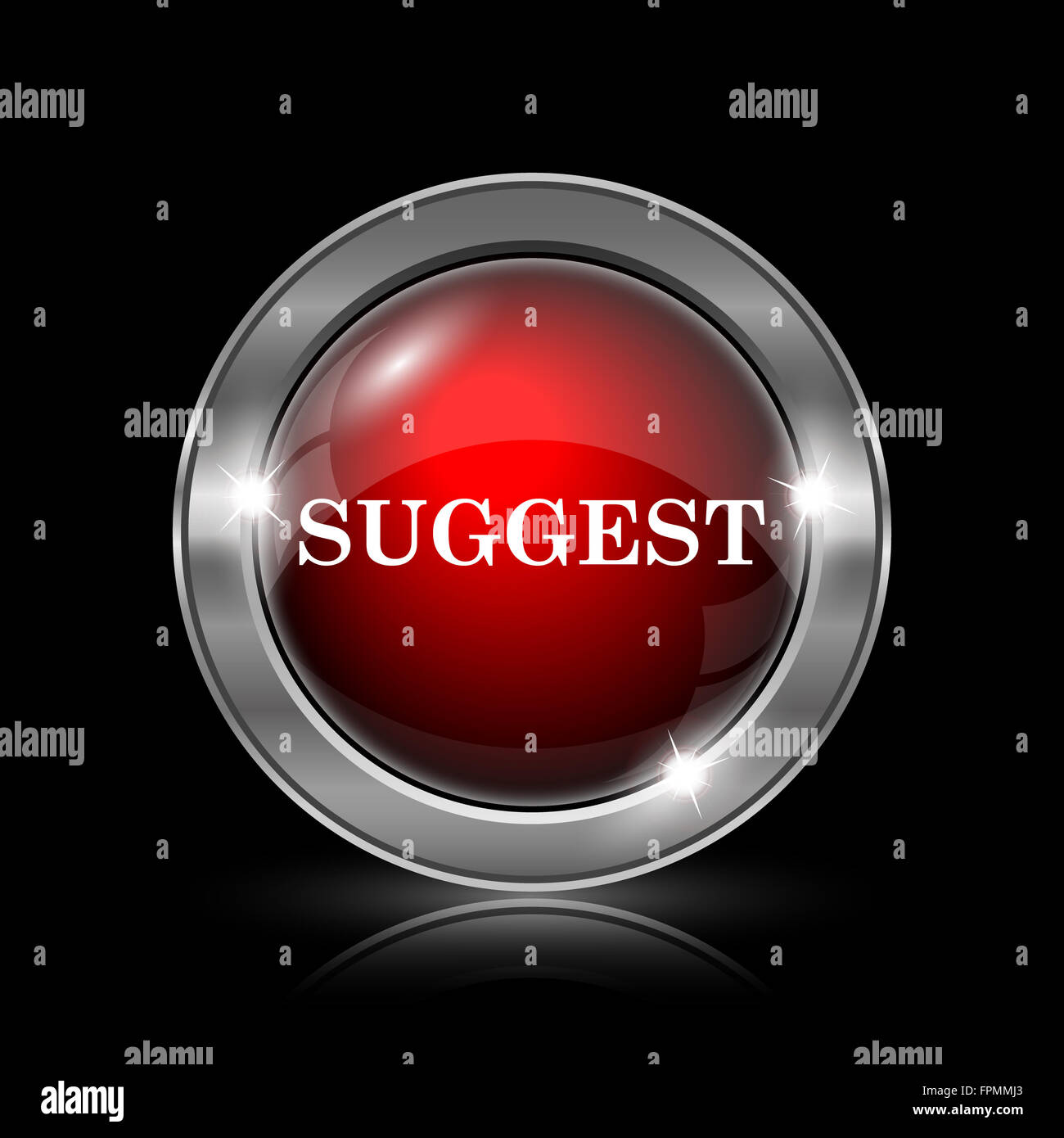 Suggest icon. Metallic internet button on black background Stock Photo ...