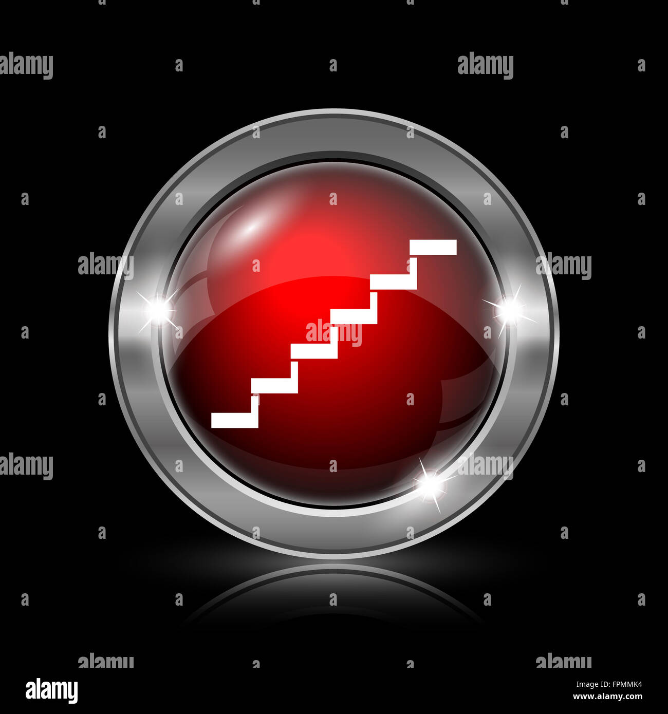 Stairs icon. Metallic internet button on black background Stock Photo ...