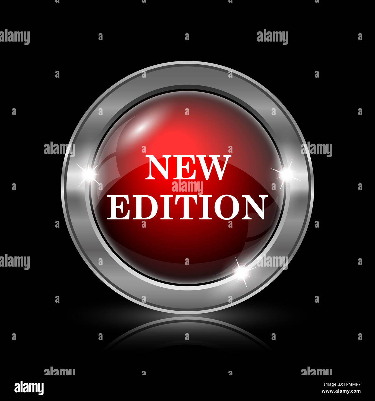 New edition icon. Metallic internet button on black background Stock ...