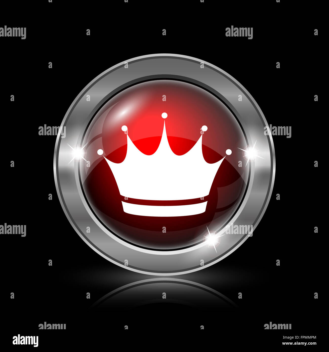 Crown icon. Metallic internet button on black background Stock Photo ...