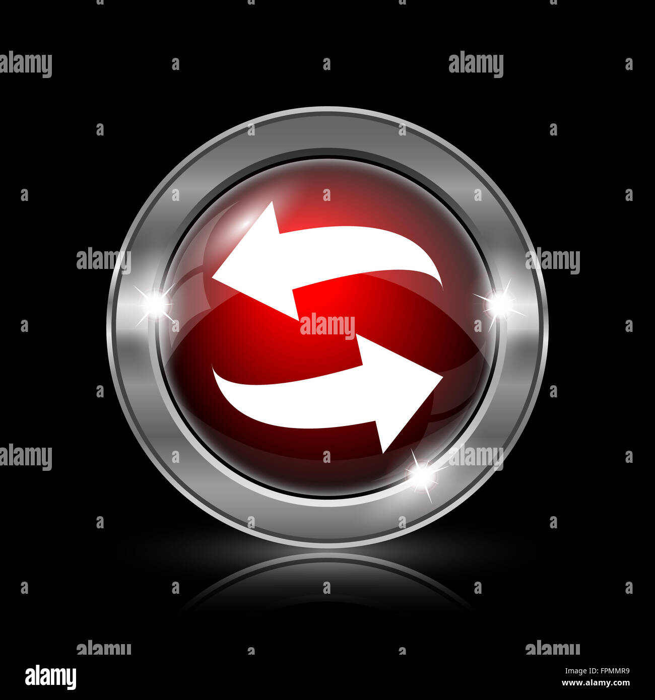 Swap icon. Metallic internet button on black background Stock Photo - Alamy