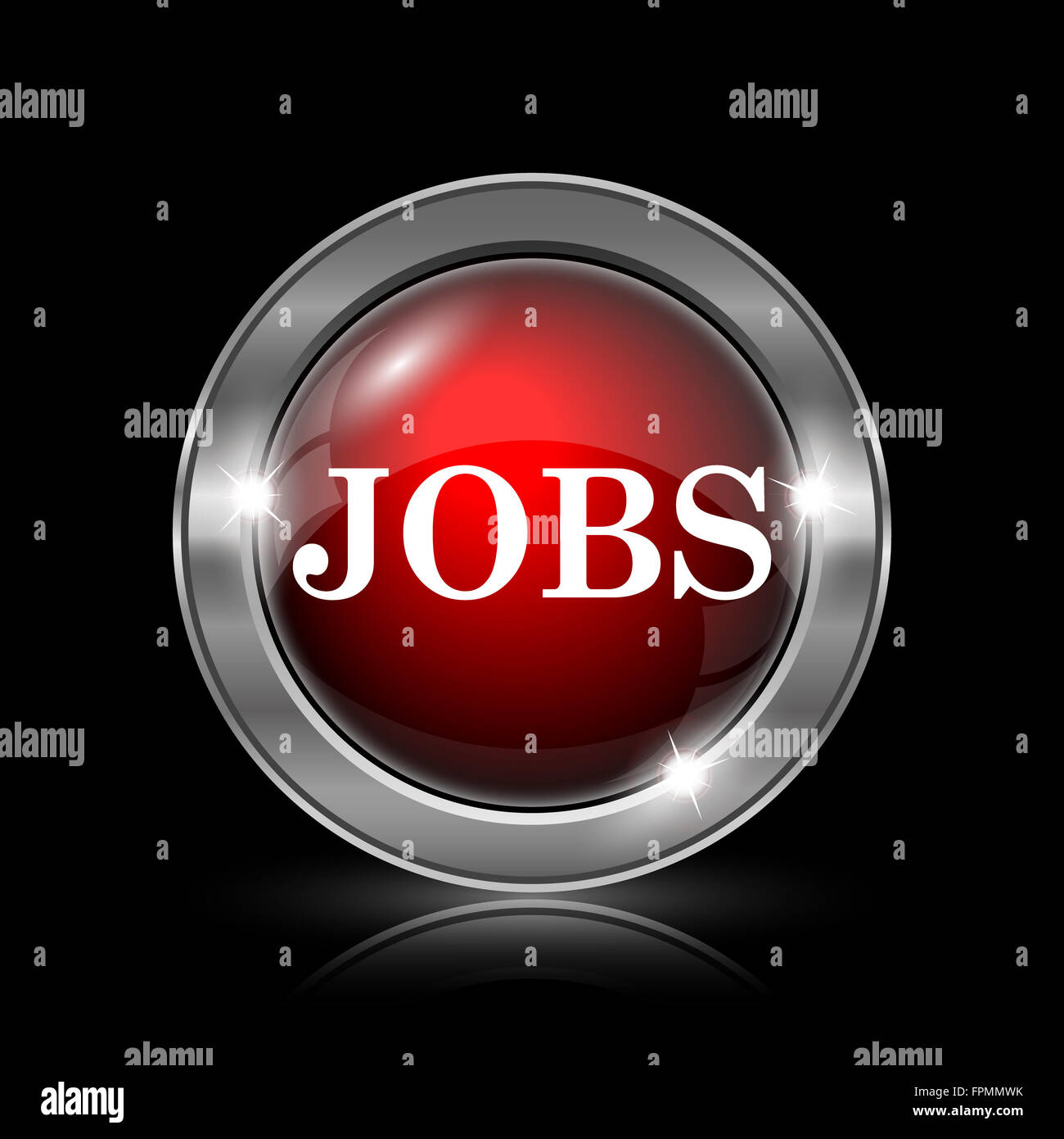 Jobs icon. Metallic internet button on black background Stock Photo - Alamy