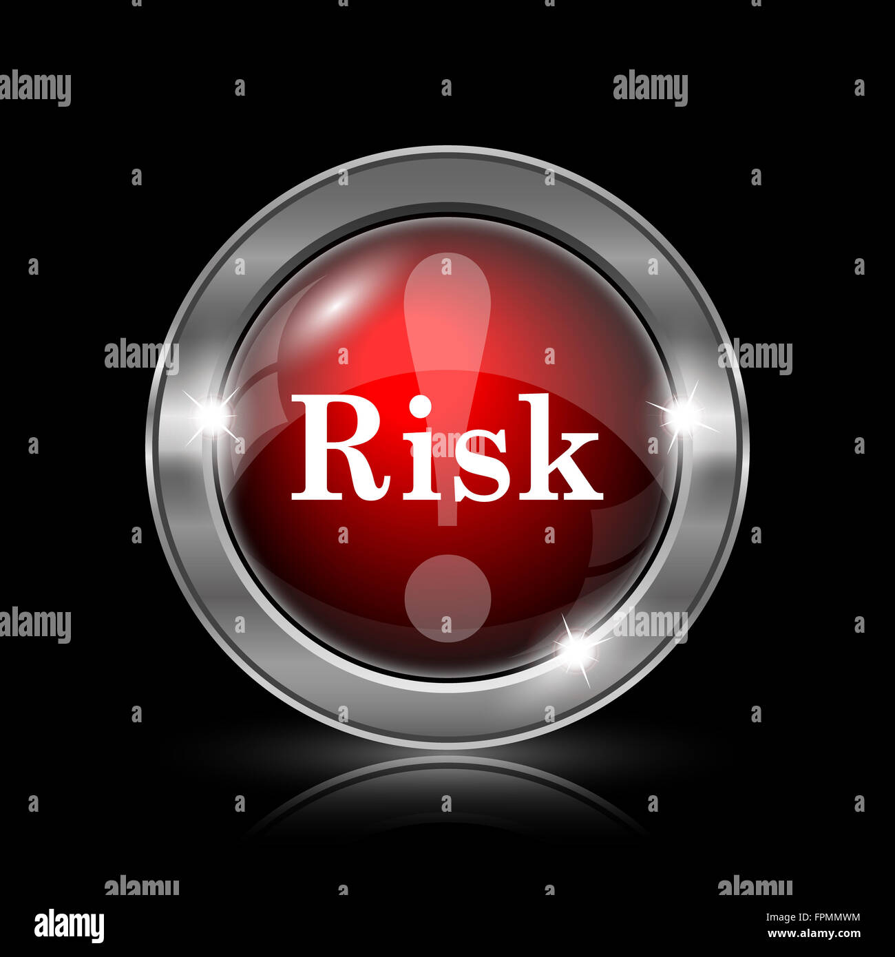 Risk icon. Metallic internet button on black background Stock Photo - Alamy