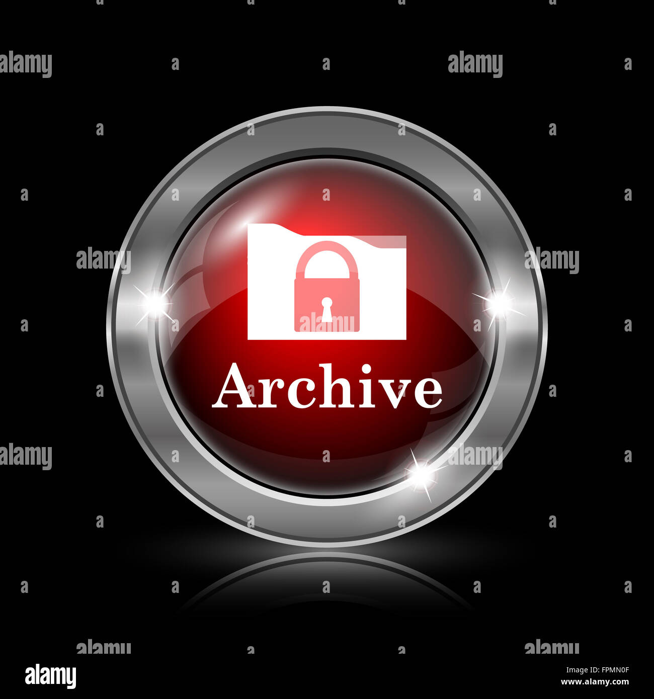 Archive icon. Metallic internet button on black background Stock Photo ...