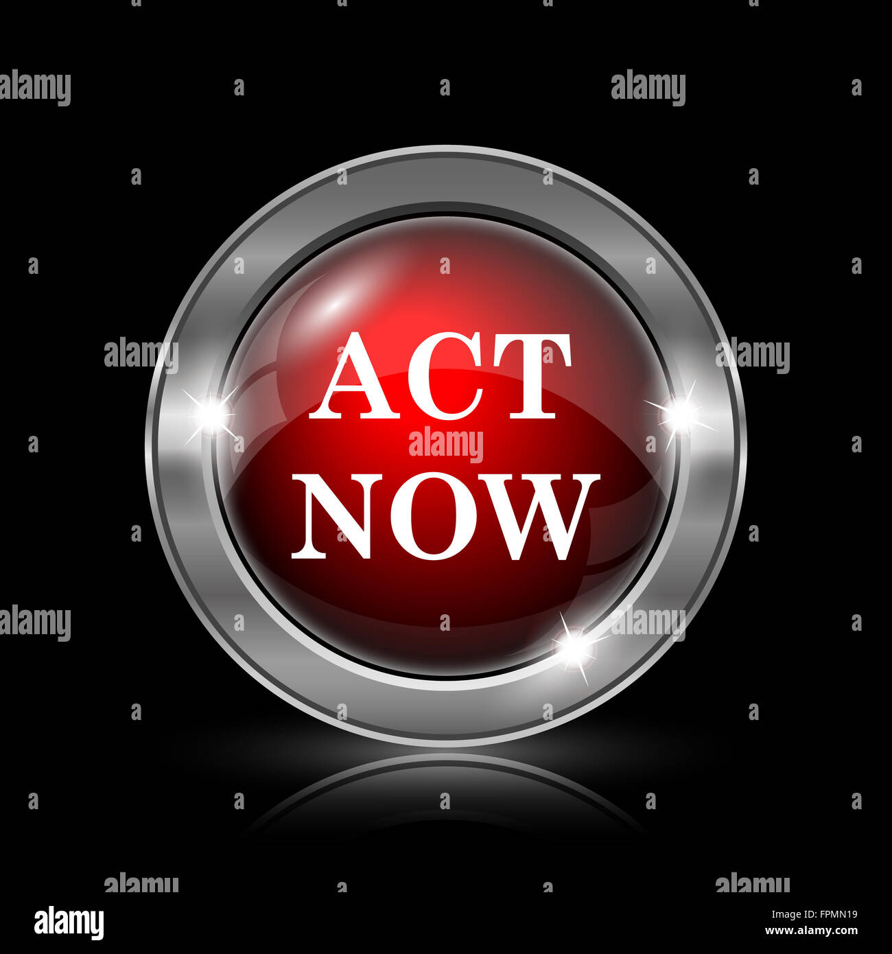 Act now icon. Metallic internet button on black background Stock Photo ...