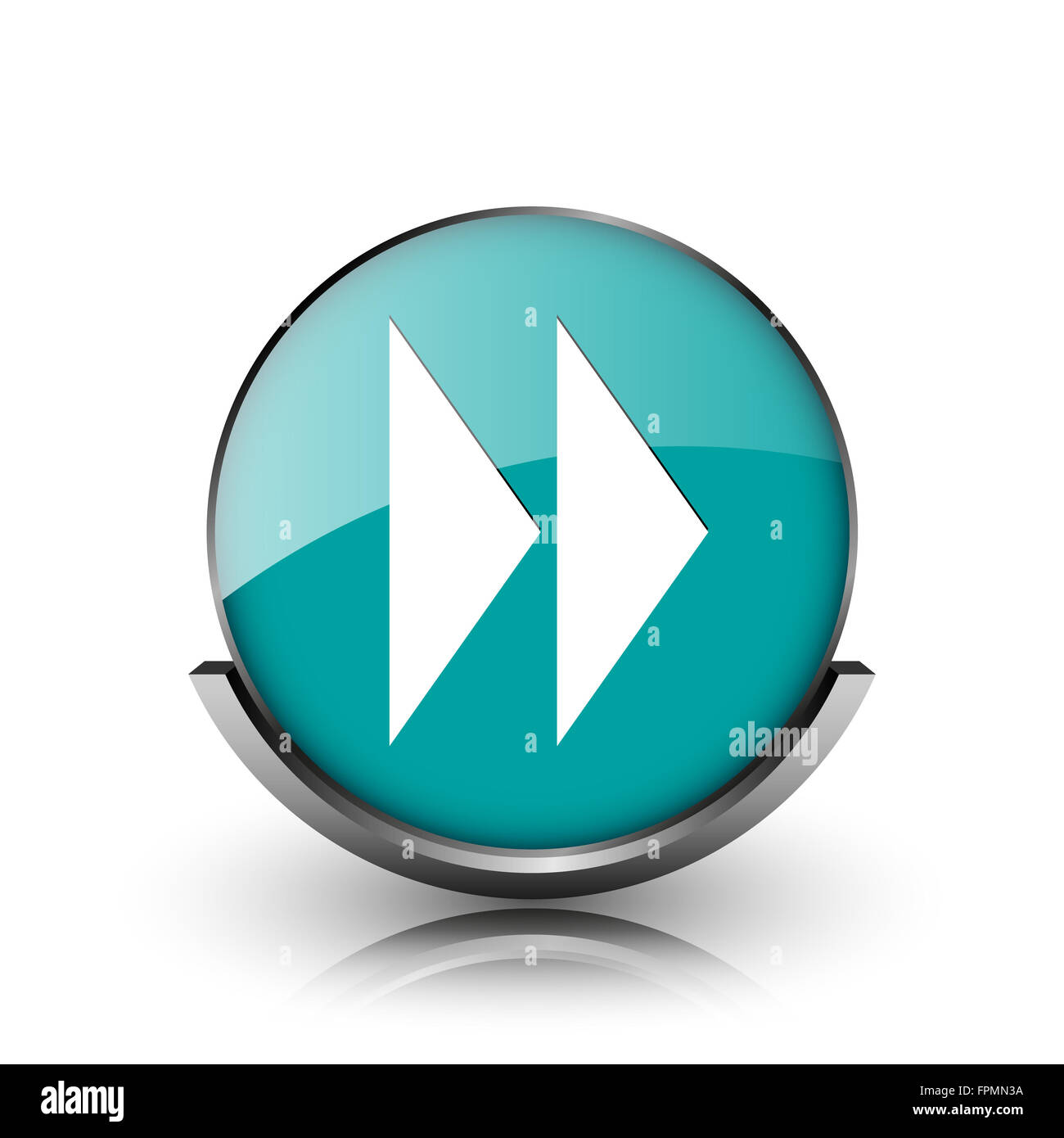 Fast forward sign icon. Metallic internet button on white background ...