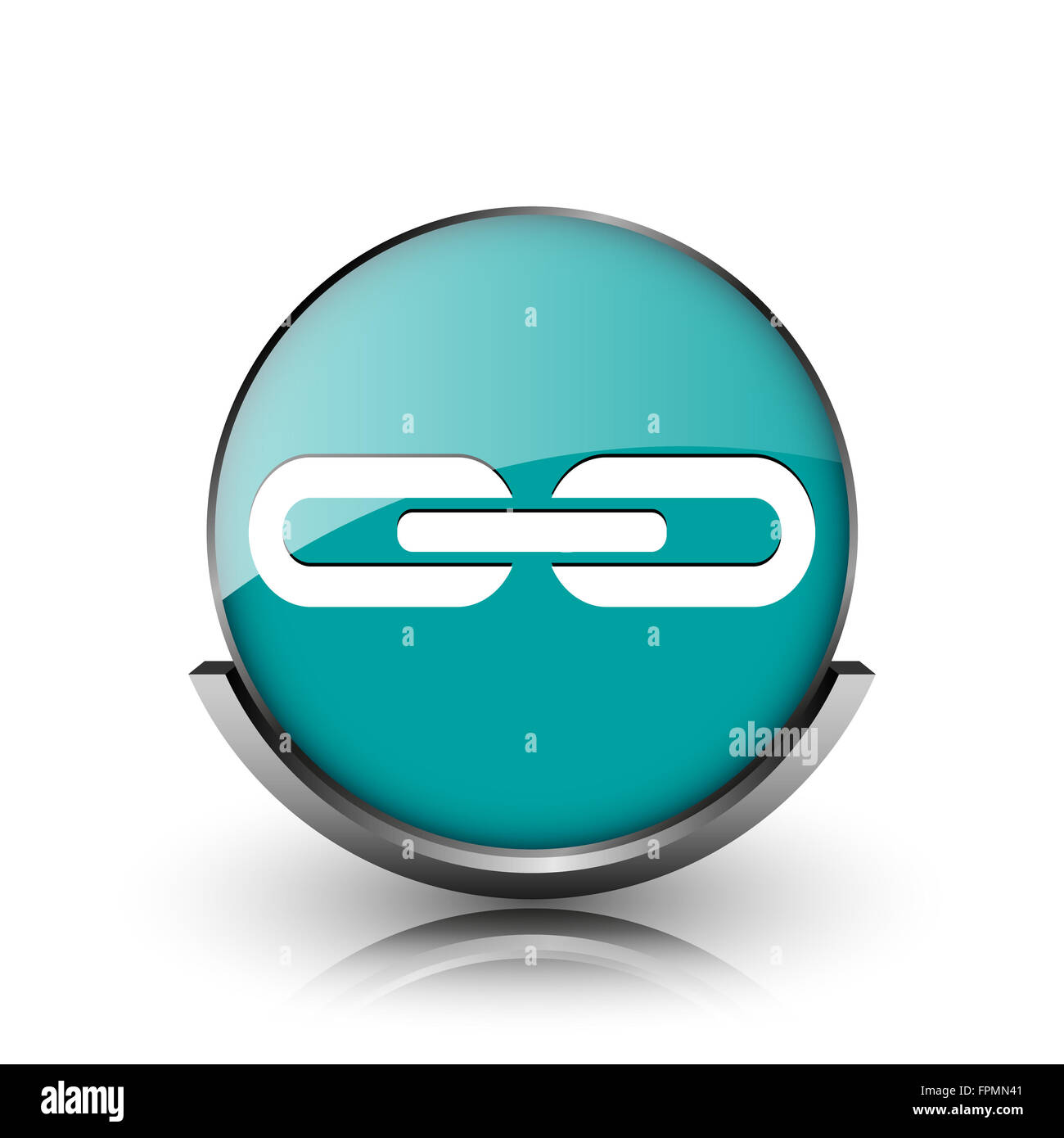 Link icon. Metallic internet button on white background Stock Photo - Alamy