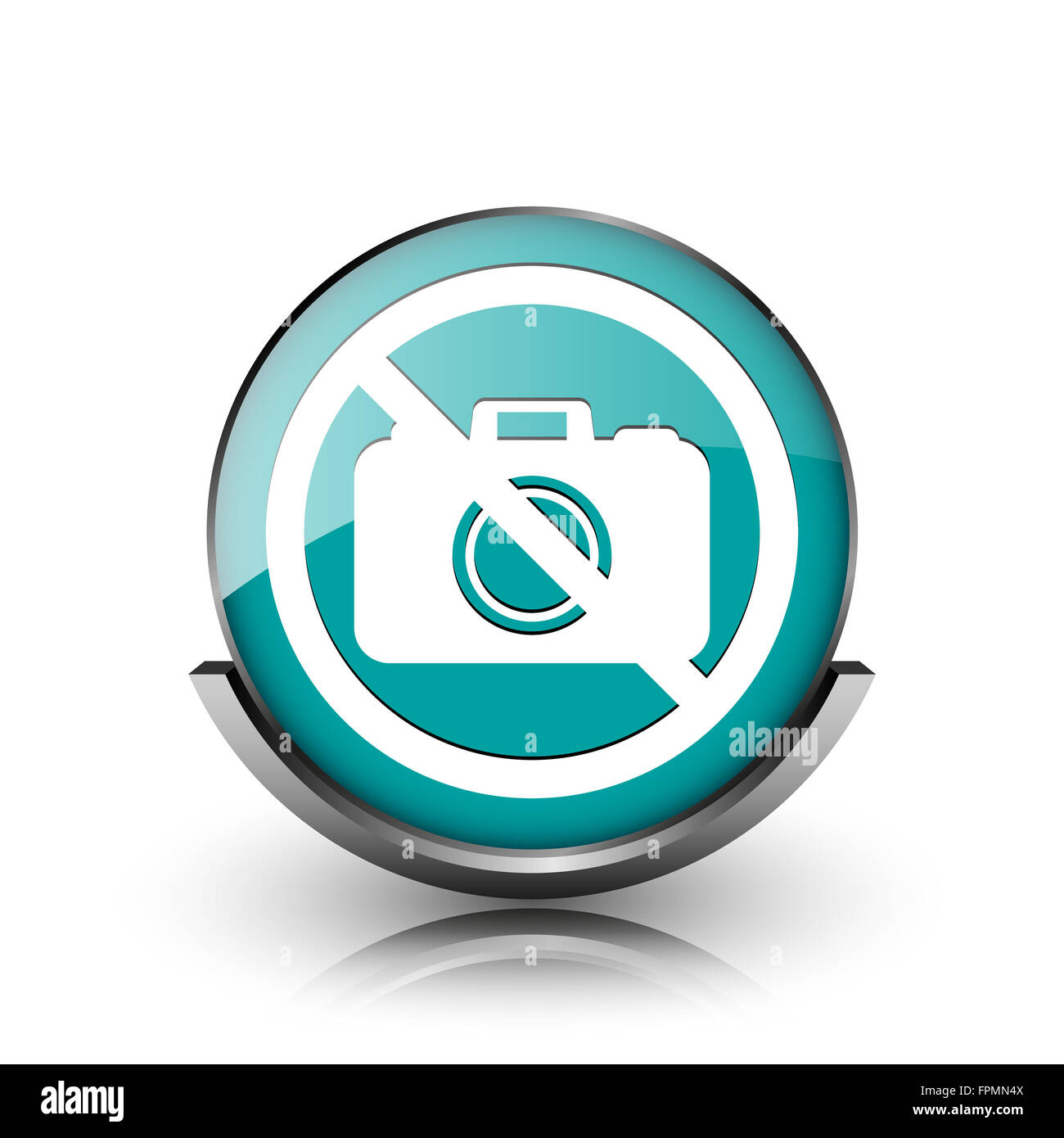 Forbidden camera icon. Metallic internet button on white background ...
