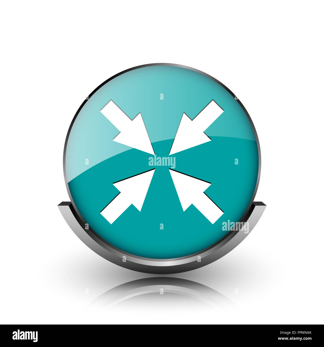 Exit full screen icon. Metallic internet button on white background ...