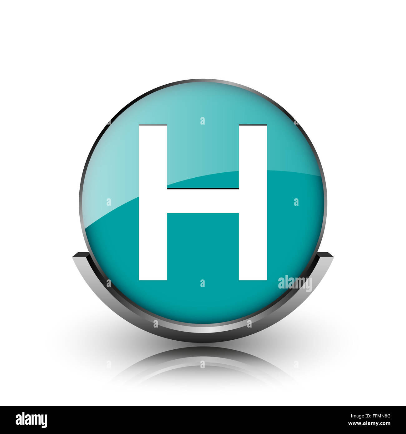 Hospital icon. Metallic internet button on white background Stock Photo ...