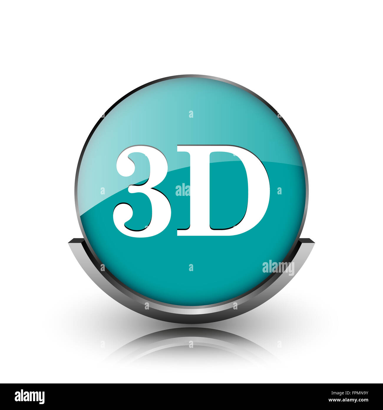 3D icon. Metallic internet button on white background Stock Photo - Alamy