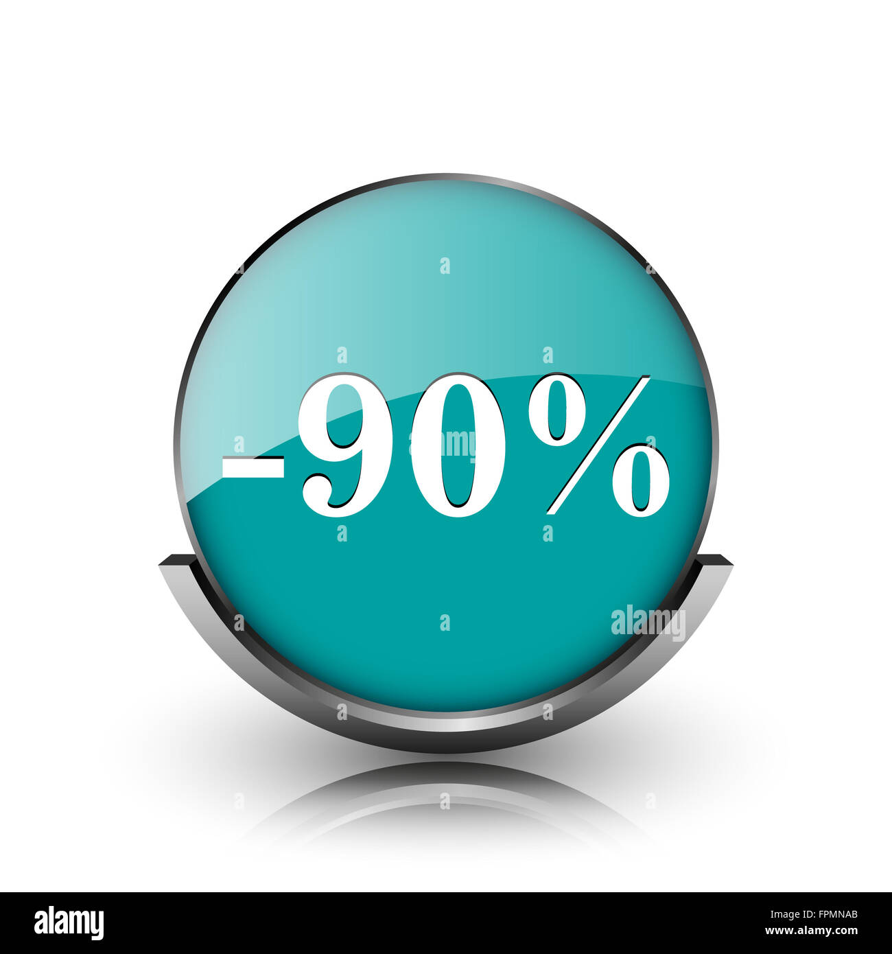 90 percent discount icon. Metallic internet button on white background ...