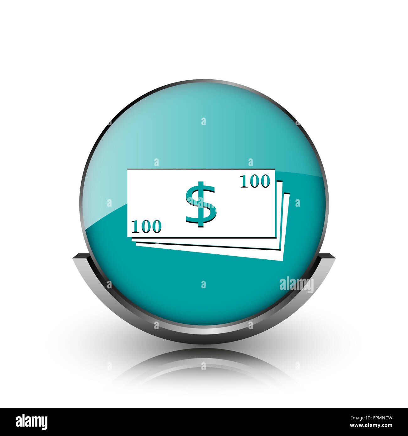 Money icon. Metallic internet button on white background Stock Photo ...