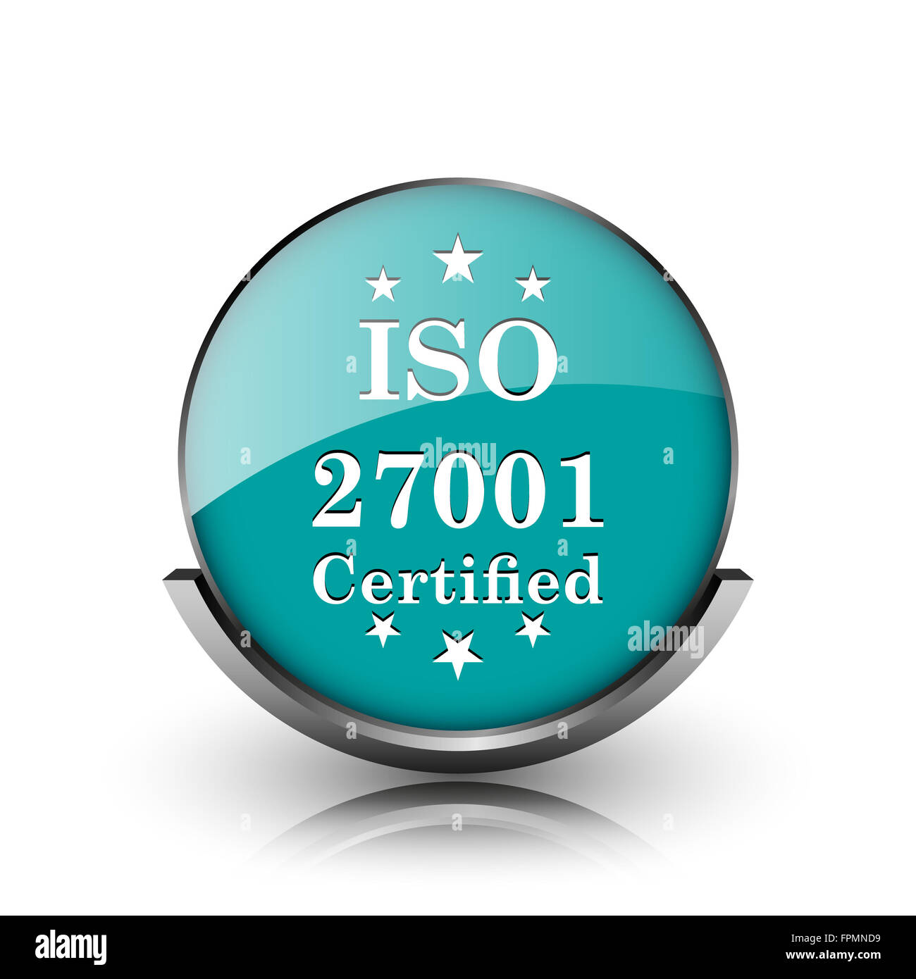 ISO 27001 icon. Metallic internet button on white background Stock ...