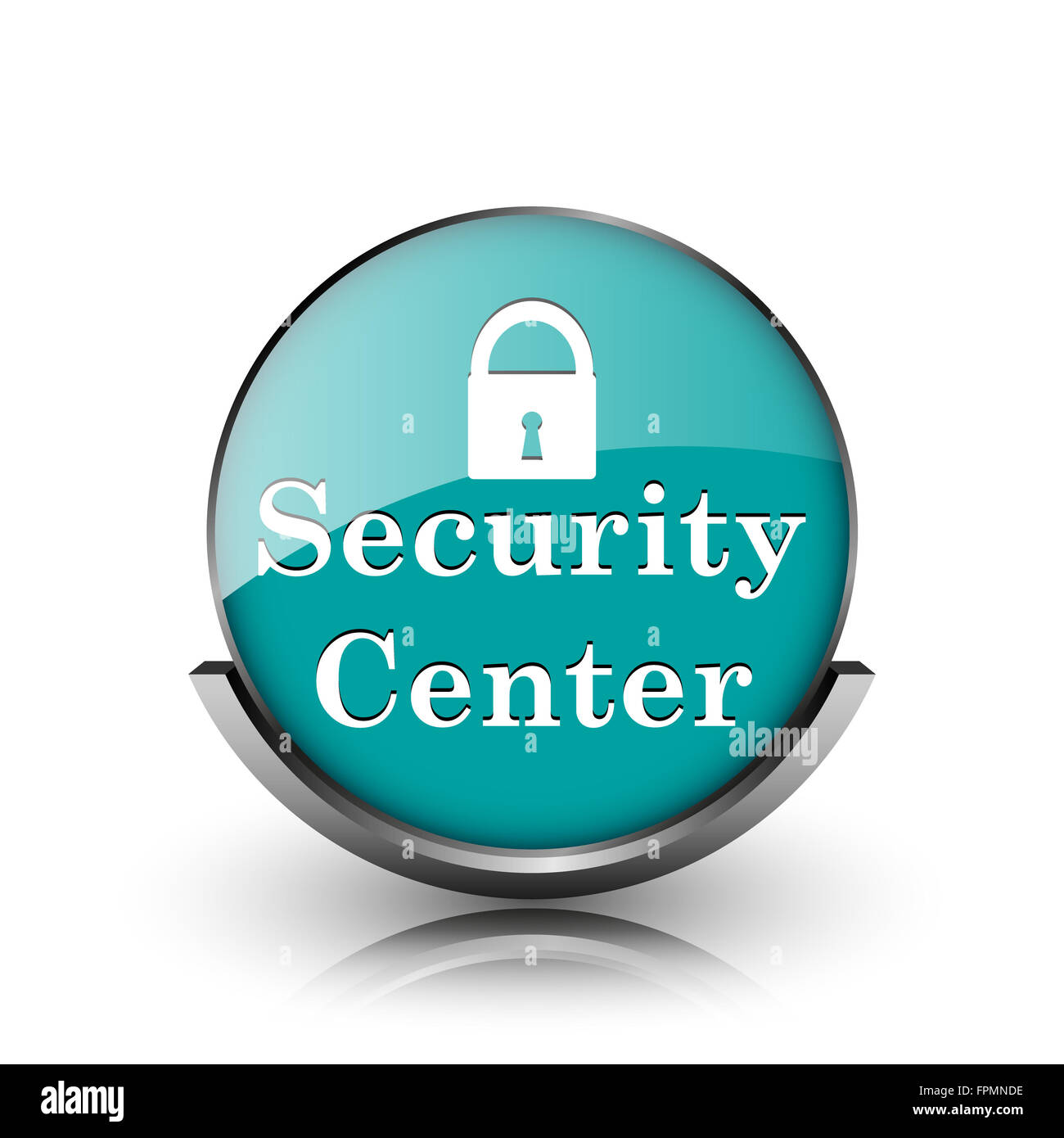 Security center icon. Metallic internet button on white background ...