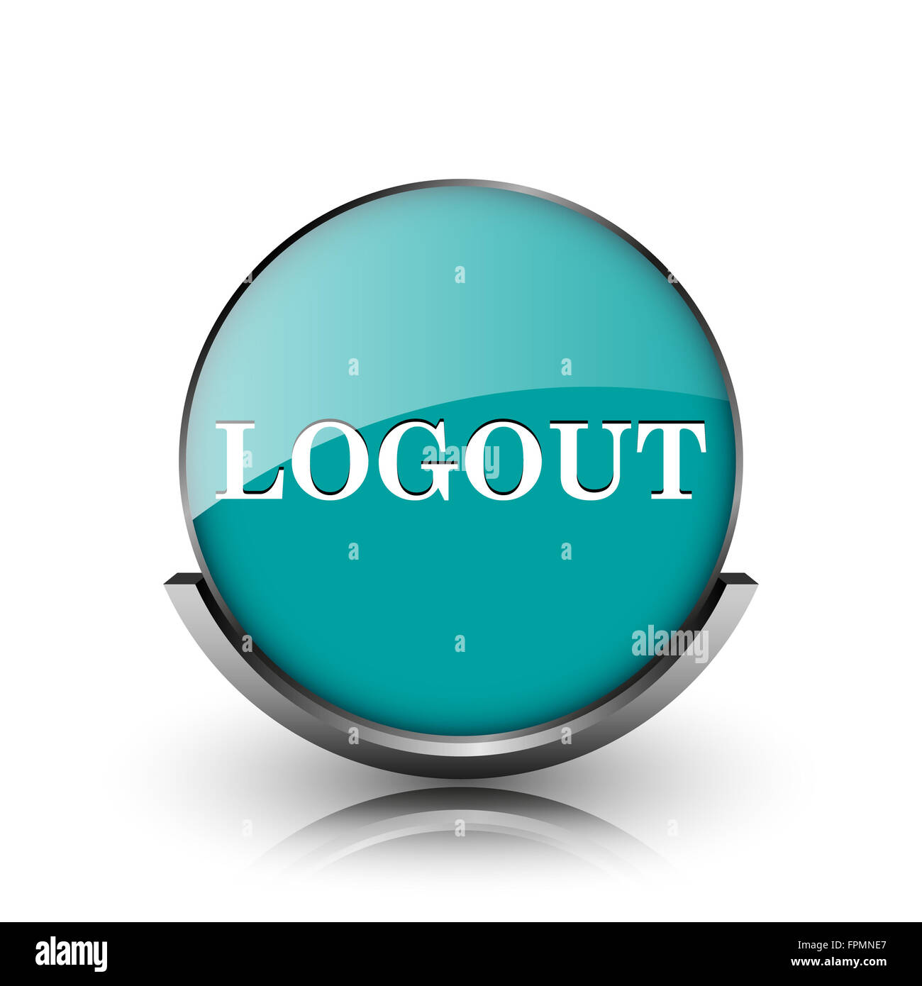 Logout icon. Metallic internet button on white background Stock Photo ...