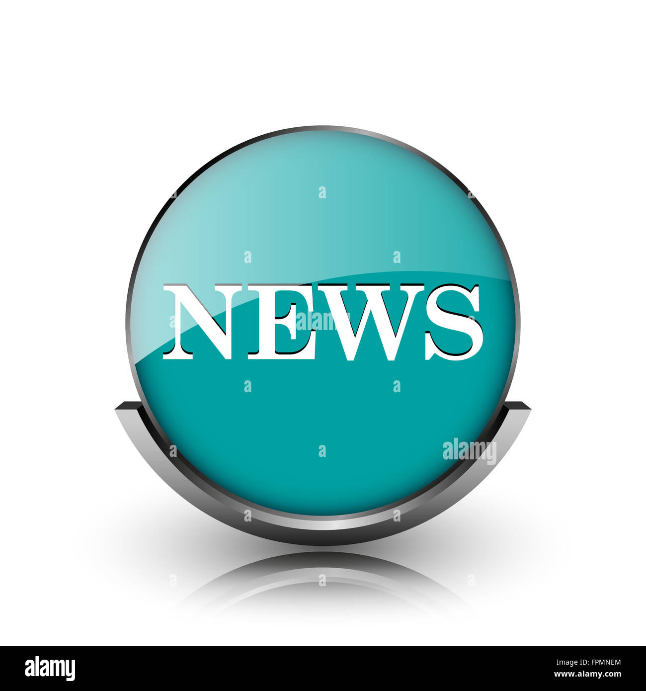 News icon. Metallic internet button on white background Stock Photo - Alamy