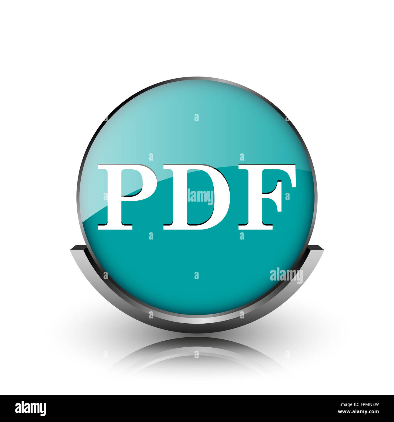 PDF icon. Metallic internet button on white background Stock Photo - Alamy