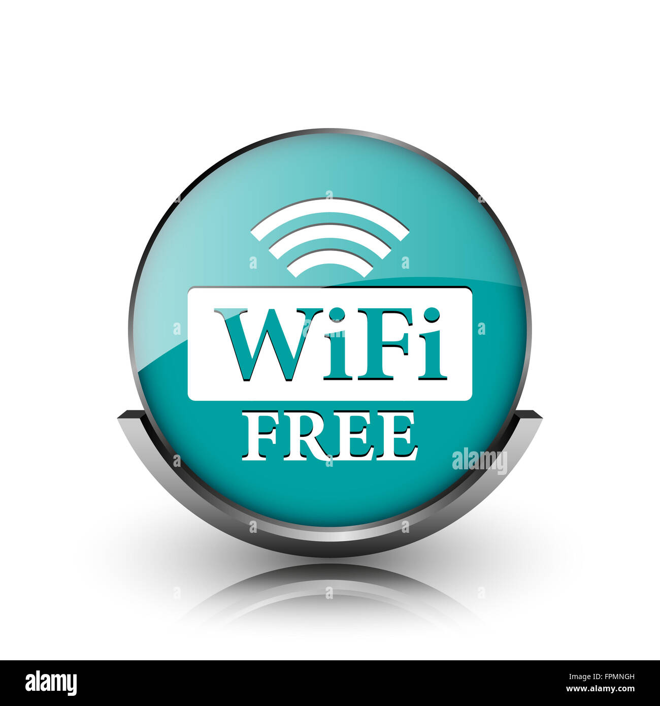 WIFI free icon. Metallic internet button on white background Stock ...