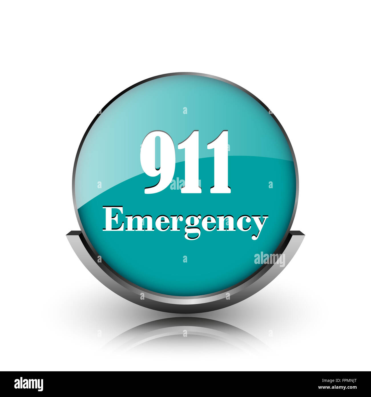 911 Emergency icon. Metallic internet button on white background Stock ...
